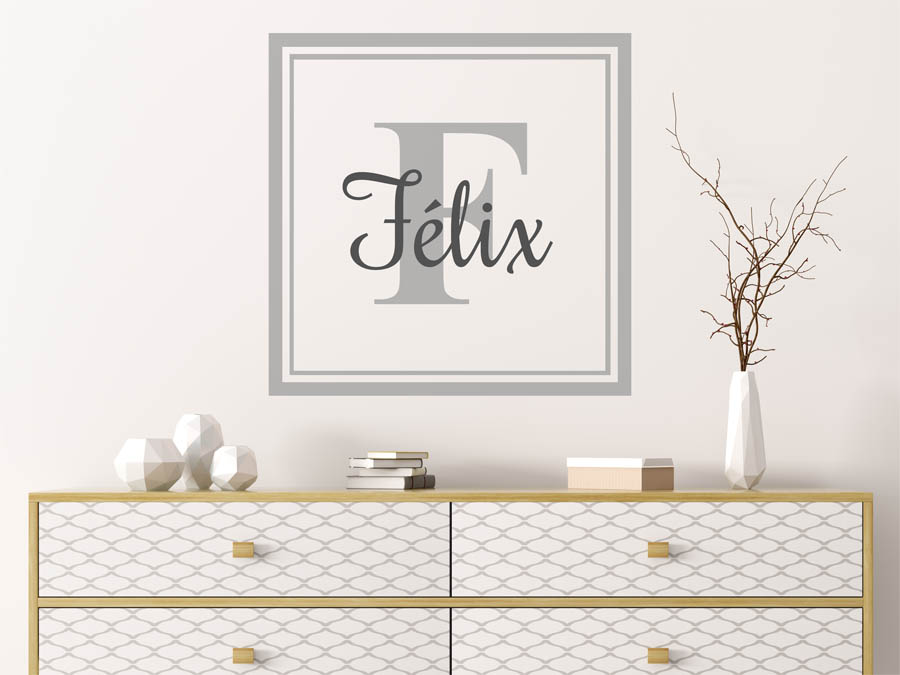Wandtattoo Félix als Namensschild, Monogramm oder verschnörkelte Schrift