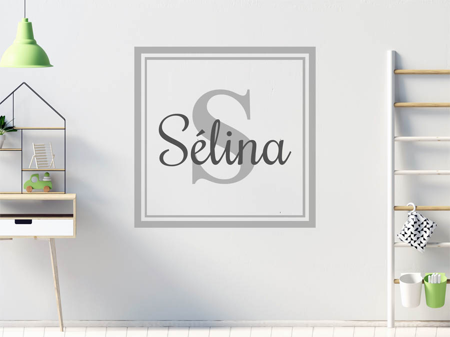 Wandtattoo Sélina als Namensschild, Monogramm oder verschnörkelte Schrift