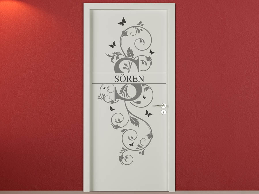 Wandtattoo Sören als Namensschild, Monogramm oder verschnörkelte Schrift