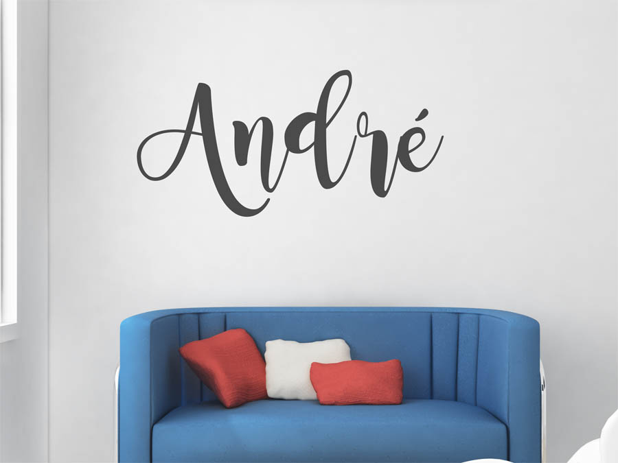 Wandtattoo André als Namensschild, Monogramm oder verschnörkelte Schrift