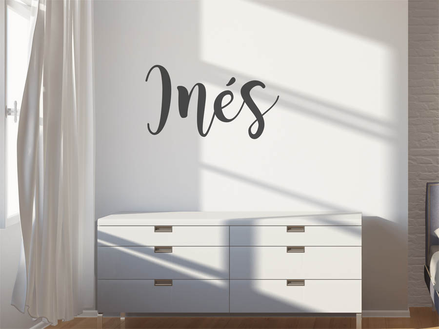 Wandtattoo Inés als Namensschild, Monogramm oder verschnörkelte Schrift