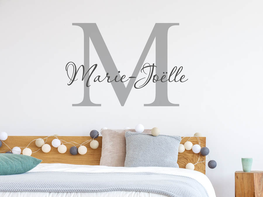Wandtattoo Marie-Joëlle als Namensschild, Monogramm oder verschnörkelte ...
